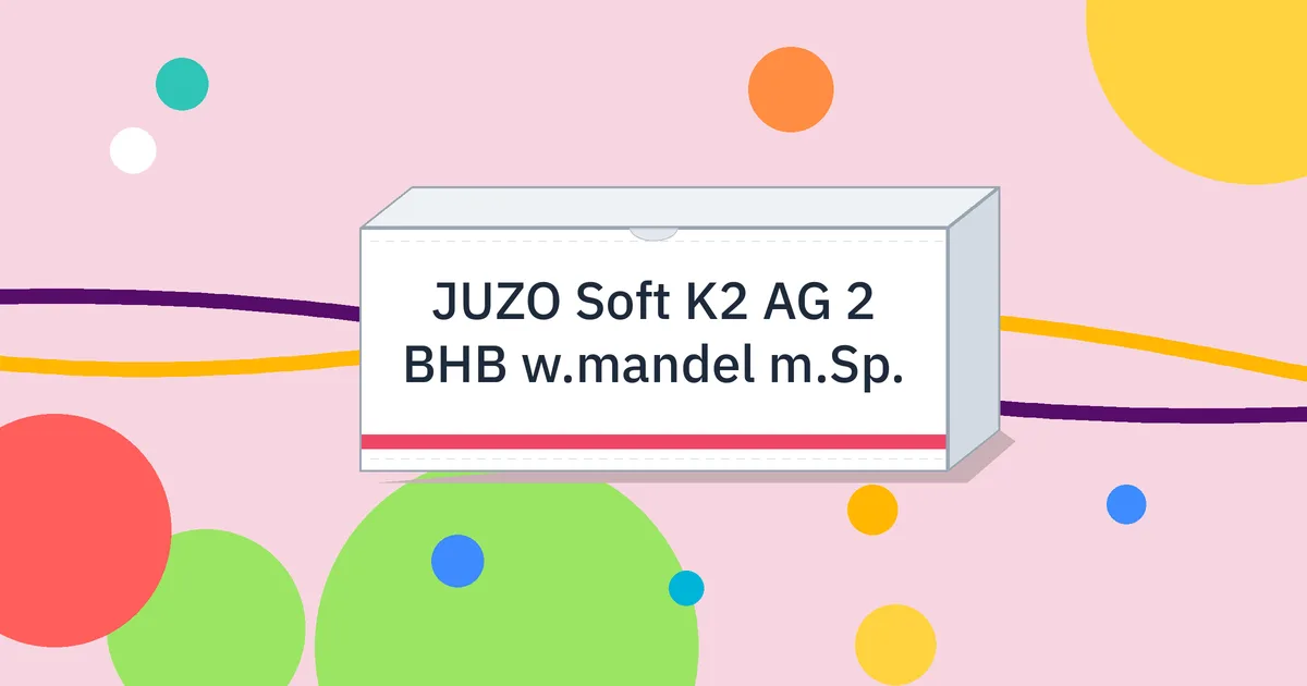Symbolbild: Packung mit der Aufschrift JUZO Soft K2 AG 2 BHB w.mandel m.Sp. (PZN 14840927) – Verfügbarkeit und Bezug in Apotheken in Frankfurt am Main