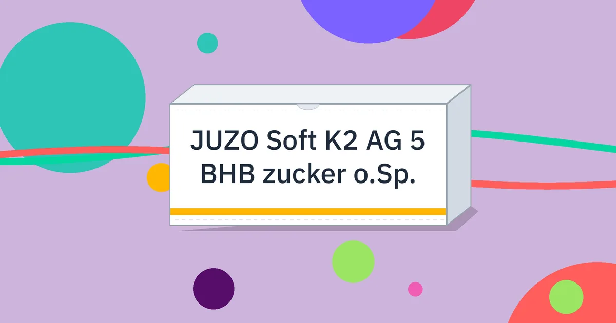 Symbolbild: Packung mit der Aufschrift JUZO Soft K2 AG 5 BHB zucker o.Sp. (PZN 14825247) – Verfügbarkeit und Bezug in Apotheken in Frankfurt am Main