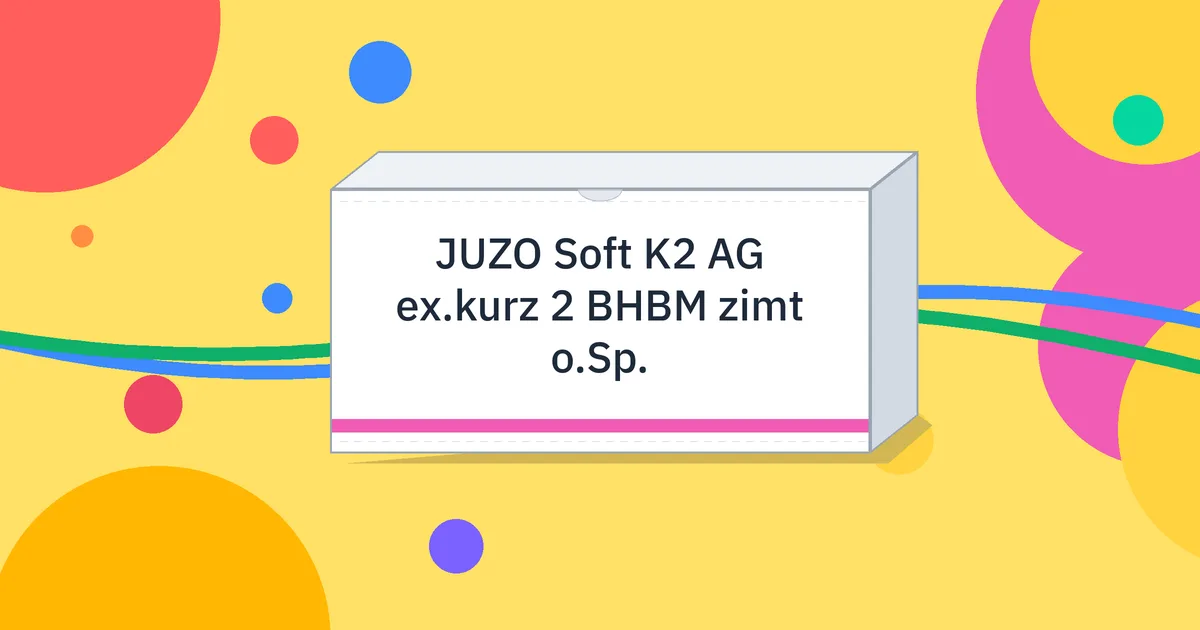 Symbolbild: Packung mit der Aufschrift JUZO Soft K2 AG ex.kurz 2 BHBM zimt o.Sp. (PZN 14862136) – Verfügbarkeit und Bezug in Apotheken in Frankfurt am Main