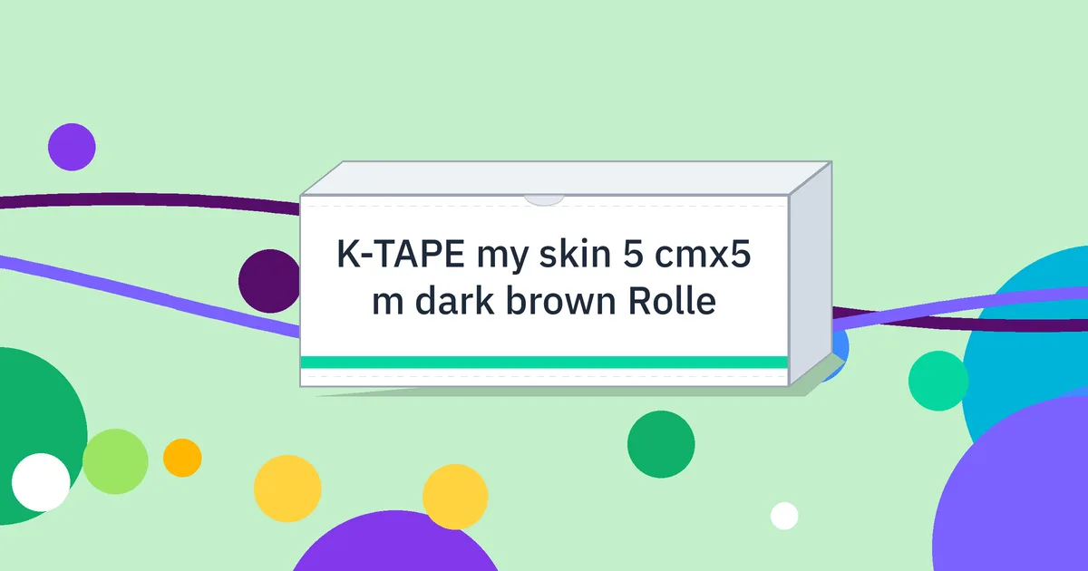 Symbolbild: Packung mit der Aufschrift K-TAPE my skin 5 cmx5 m dark brown Rolle (PZN 17455259) – Verfügbarkeit und Bezug in Apotheken in Frankfurt am Main