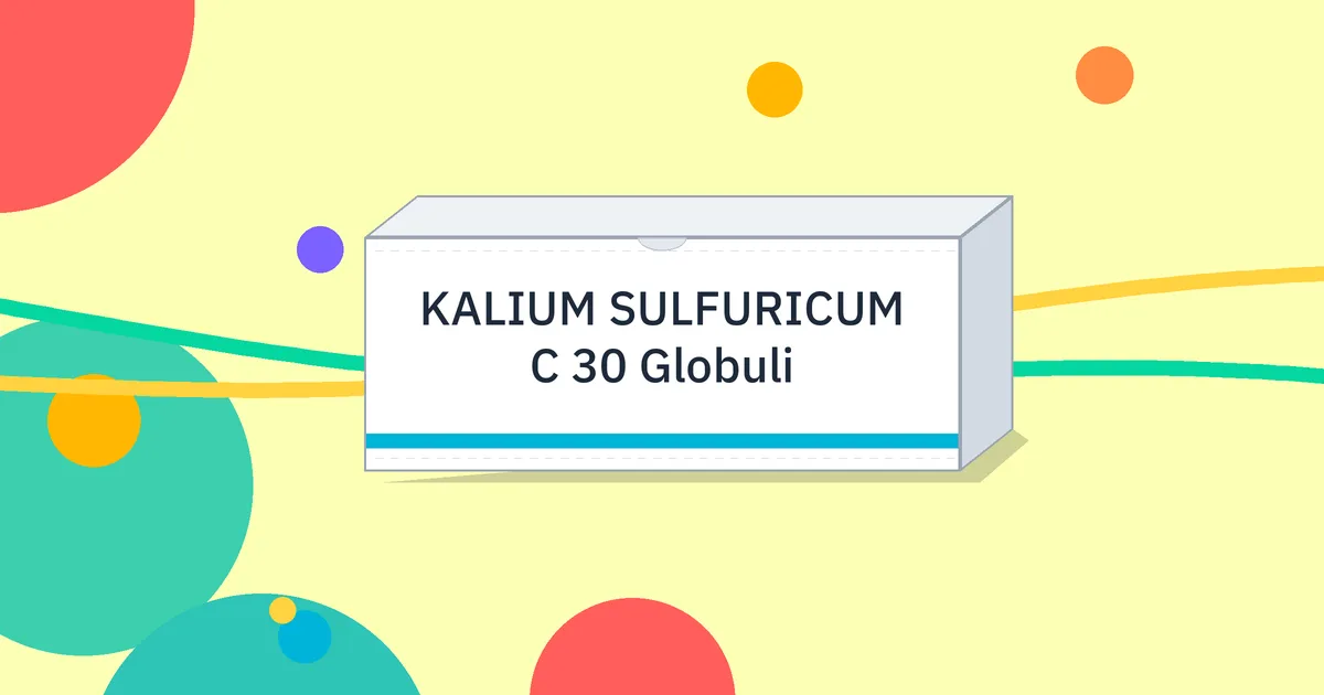 Symbolbild: Packung mit der Aufschrift KALIUM SULFURICUM C 30 Globuli (PZN 14312513) – Verfügbarkeit und Bezug in Apotheken in Frankfurt am Main