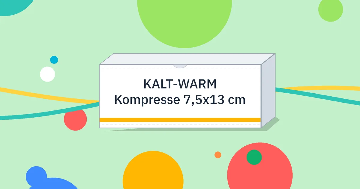 Symbolbild: Packung mit der Aufschrift KALT-WARM Kompresse 7,5x13 cm (PZN 18104355) – Verfügbarkeit und Bezug in Apotheken in Frankfurt am Main