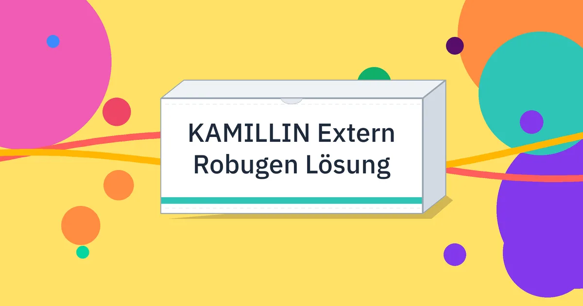 Symbolbild: Packung mit der Aufschrift KAMILLIN Extern Robugen Lösung (PZN 00329289) – Verfügbarkeit und Bezug in Apotheken in Frankfurt am Main