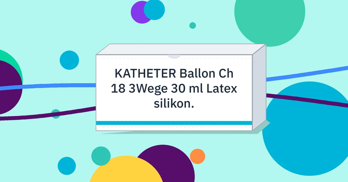 Symbolbild: Packung mit der Aufschrift KATHETER Ballon Ch 18 3Wege 30 ml Latex silikon. (PZN 14241463) – Verfügbarkeit und Bezug in Apotheken in Frankfurt am Main