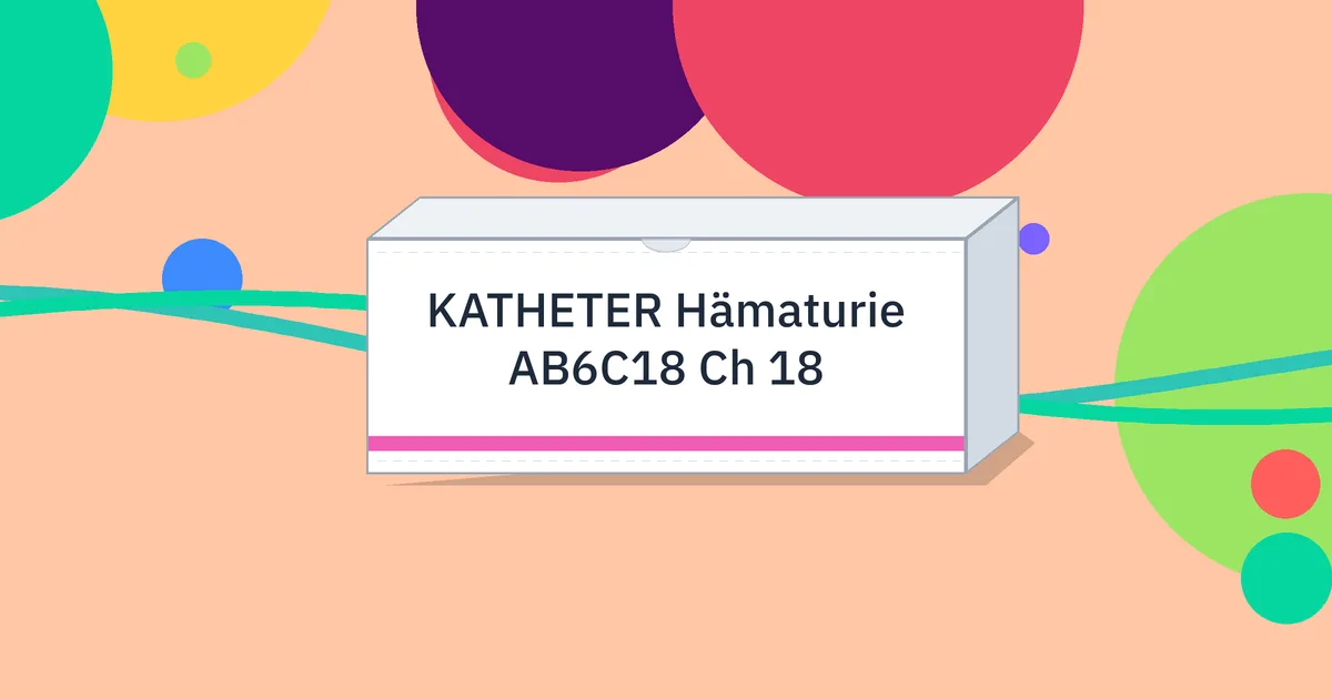 Symbolbild: Packung mit der Aufschrift KATHETER Hämaturie AB6C18 Ch 18 (PZN 00543692) – Verfügbarkeit und Bezug in Apotheken in Frankfurt am Main