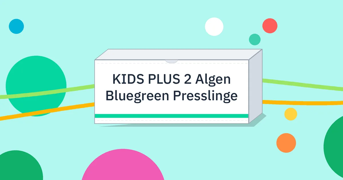Symbolbild: Packung mit der Aufschrift KIDS PLUS 2 Algen Bluegreen Presslinge (PZN 00464627) – Verfügbarkeit und Bezug in Apotheken in Frankfurt am Main