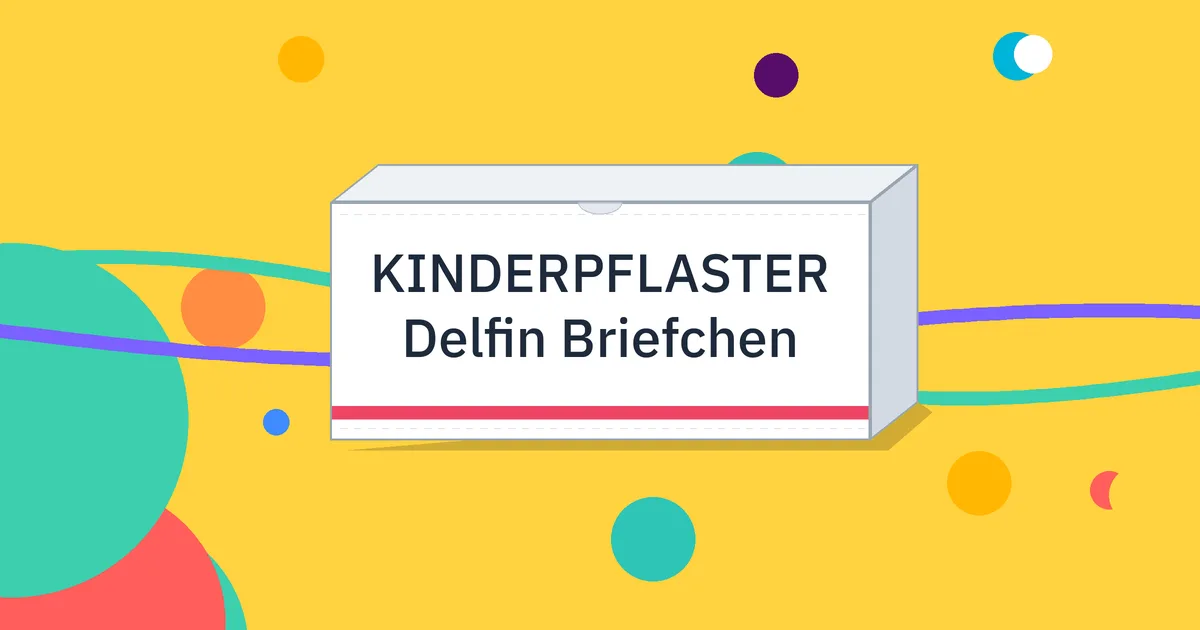 Symbolbild: Packung mit der Aufschrift KINDERPFLASTER Delfin Briefchen (PZN 09078133) – Verfügbarkeit und Bezug in Apotheken in Frankfurt am Main