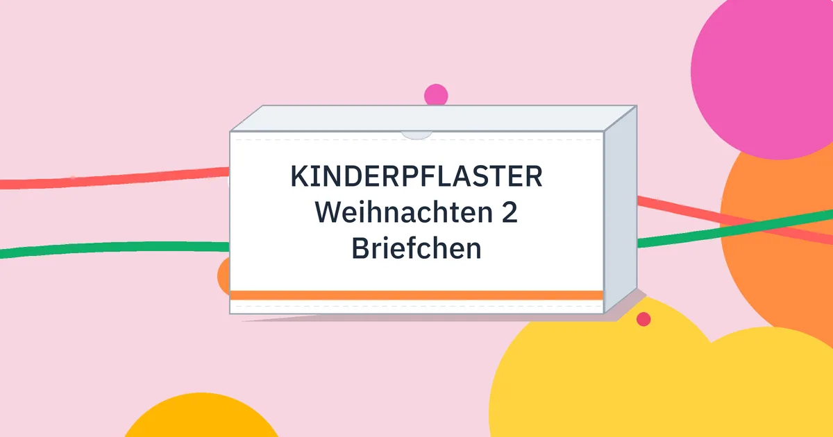Symbolbild: Packung mit der Aufschrift KINDERPFLASTER Weihnachten 2 Briefchen (PZN 19534081) – Verfügbarkeit und Bezug in Apotheken in Frankfurt am Main