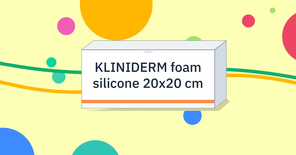 Symbolbild: Packung mit der Aufschrift KLINIDERM foam silicone 20x20 cm (PZN 15783605) – Verfügbarkeit und Bezug in Apotheken in Frankfurt am Main