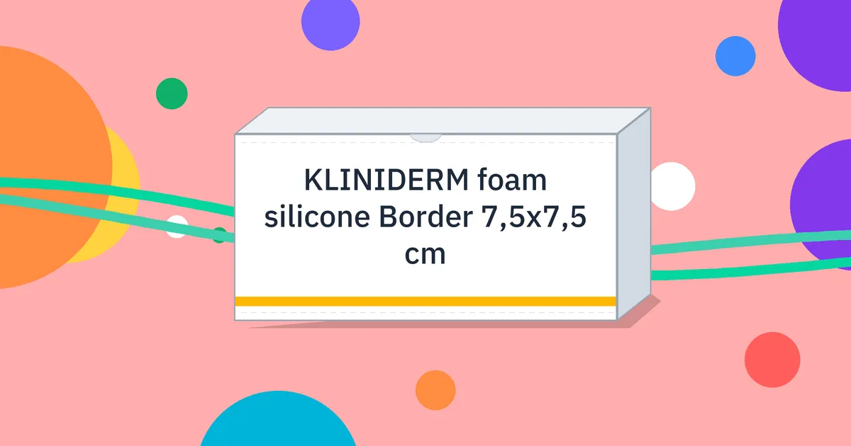 Symbolbild: Packung mit der Aufschrift KLINIDERM foam silicone Border 7,5x7,5 cm (PZN 10928944) – Verfügbarkeit und Bezug in Apotheken in Frankfurt am Main