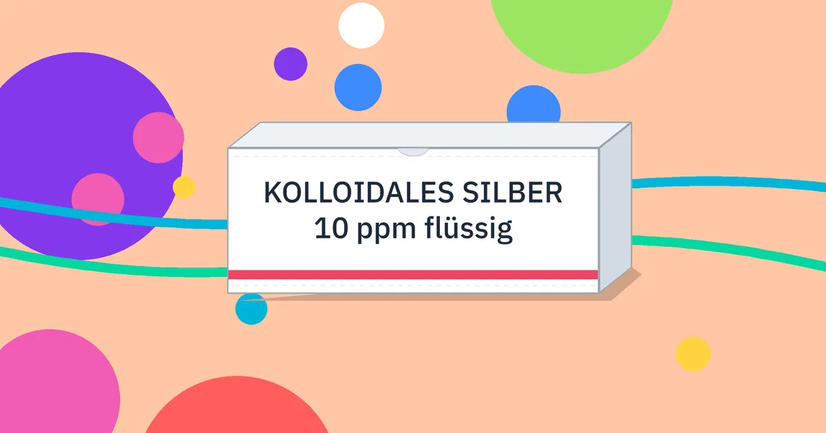 Symbolbild: Packung mit der Aufschrift KOLLOIDALES SILBER 10 ppm flüssig (PZN 20027656) – Verfügbarkeit und Bezug in Apotheken in Frankfurt am Main