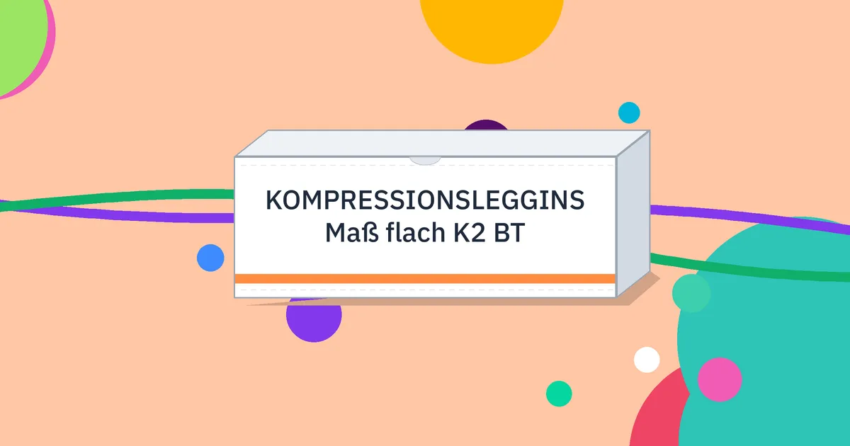 Symbolbild: Packung mit der Aufschrift KOMPRESSIONSLEGGINS Maß flach K2 BT (PZN 16746055) – Verfügbarkeit und Bezug in Apotheken in Frankfurt am Main