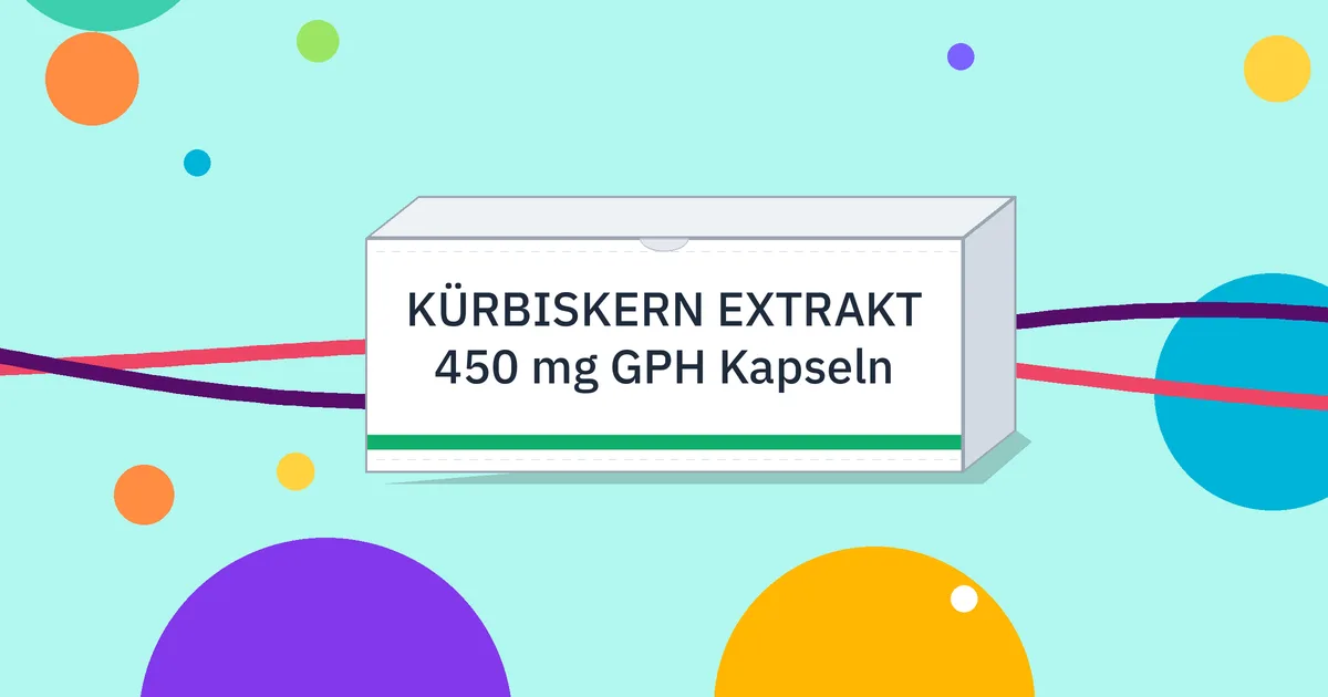 Symbolbild: Packung mit der Aufschrift KÜRBISKERN EXTRAKT 450 mg GPH Kapseln (PZN 13425793) – Verfügbarkeit und Bezug in Apotheken in Frankfurt am Main