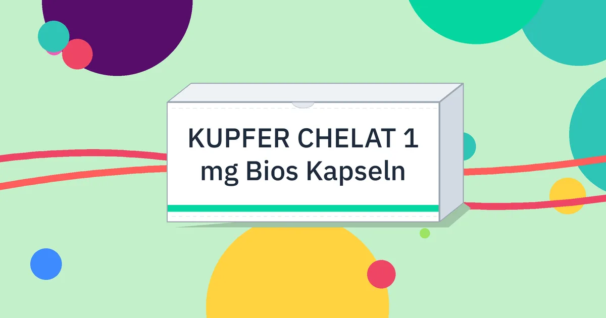 Symbolbild: Packung mit der Aufschrift KUPFER CHELAT 1 mg Bios Kapseln (PZN 16329179) – Verfügbarkeit und Bezug in Apotheken in Frankfurt am Main