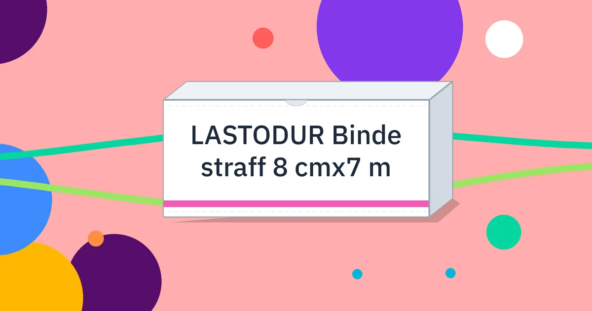 Symbolbild: Packung mit der Aufschrift LASTODUR Binde straff 8 cmx7 m (PZN 01852509) – Verfügbarkeit und Bezug in Apotheken in Frankfurt am Main