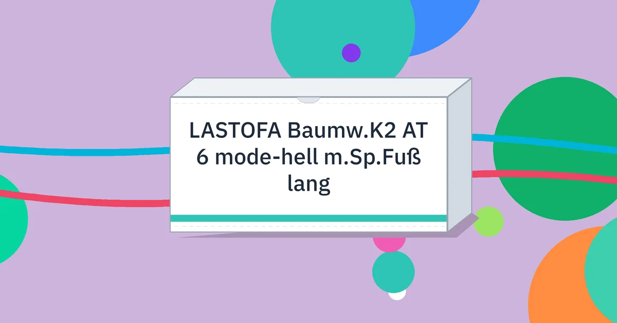 Symbolbild: Packung mit der Aufschrift LASTOFA Baumw.K2 AT 6 mode-hell m.Sp.Fuß lang (PZN 01950382) – Verfügbarkeit und Bezug in Apotheken in Frankfurt am Main