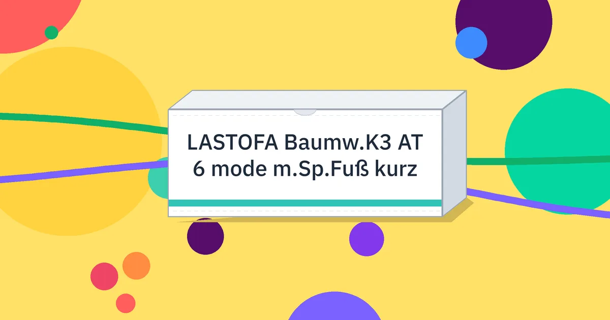 Symbolbild: Packung mit der Aufschrift LASTOFA Baumw.K3 AT 6 mode m.Sp.Fuß kurz (PZN 01958076) – Verfügbarkeit und Bezug in Apotheken in Frankfurt am Main