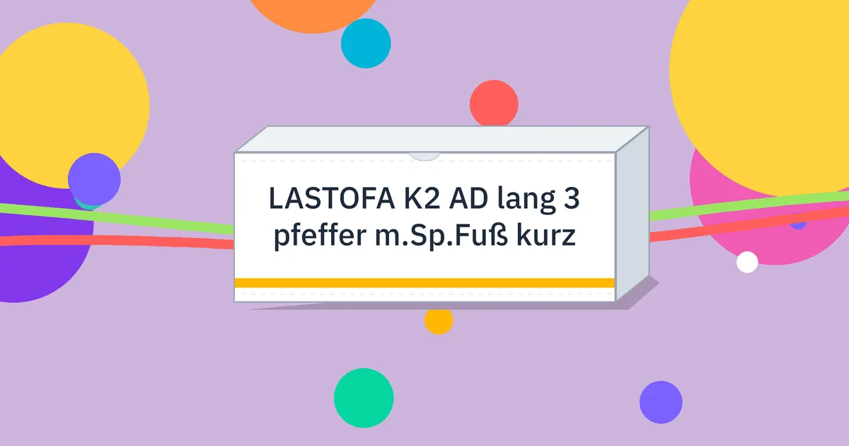 Symbolbild: Packung mit der Aufschrift LASTOFA K2 AD lang 3 pfeffer m.Sp.Fuß kurz (PZN 13800392) – Verfügbarkeit und Bezug in Apotheken in Frankfurt am Main