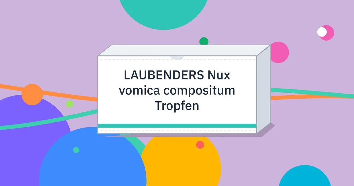 Symbolbild: Packung mit der Aufschrift LAUBENDERS Nux vomica compositum Tropfen (PZN 04947535) – Verfügbarkeit und Bezug in Apotheken in Frankfurt am Main