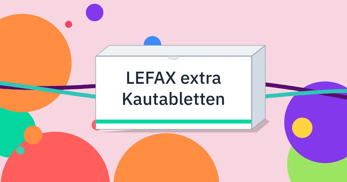 Symbolbild: Packung mit der Aufschrift LEFAX extra Kautabletten (PZN 02563836) – Verfügbarkeit und Bezug in Apotheken in Frankfurt am Main