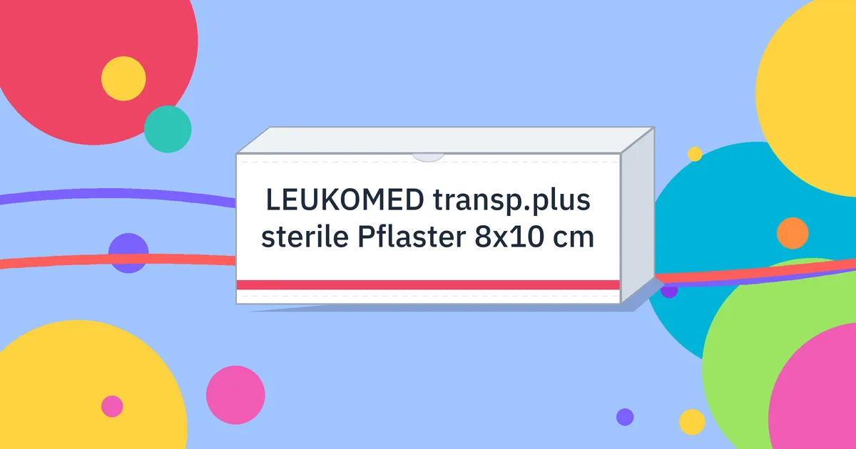 Symbolbild: Packung mit der Aufschrift LEUKOMED transp.plus sterile Pflaster 8x10 cm (PZN 15316306) – Verfügbarkeit und Bezug in Apotheken in Frankfurt am Main