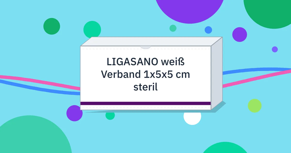 Symbolbild: Packung mit der Aufschrift LIGASANO weiß Verband 1x5x5 cm steril (PZN 18772648) – Verfügbarkeit und Bezug in Apotheken in Frankfurt am Main