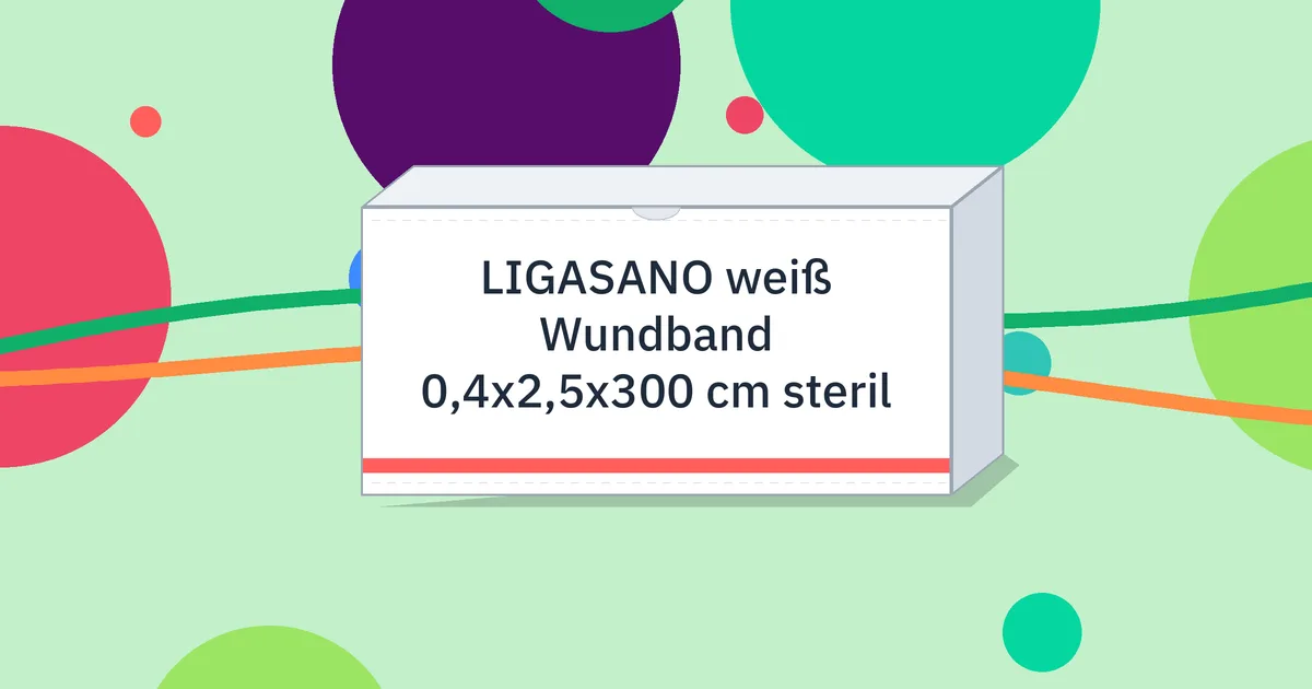 Symbolbild: Packung mit der Aufschrift LIGASANO weiß Wundband 0,4x2,5x300 cm steril (PZN 17251491) – Verfügbarkeit und Bezug in Apotheken in Frankfurt am Main