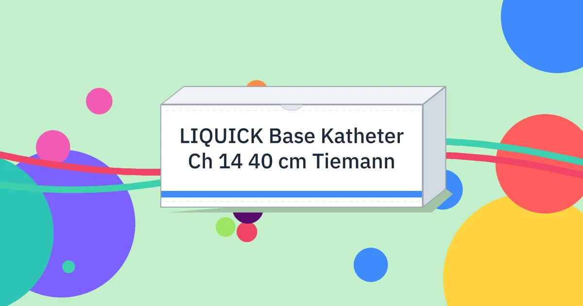 Symbolbild: Packung mit der Aufschrift LIQUICK Base Katheter Ch 14 40 cm Tiemann (PZN 02652528) – Verfügbarkeit und Bezug in Apotheken in Frankfurt am Main