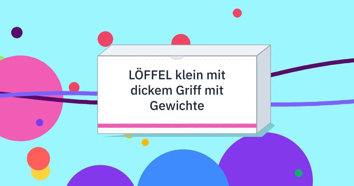 Symbolbild: Packung mit der Aufschrift LÖFFEL klein mit dickem Griff mit Gewichte (PZN 19726544) – Verfügbarkeit und Bezug in Apotheken in Frankfurt am Main