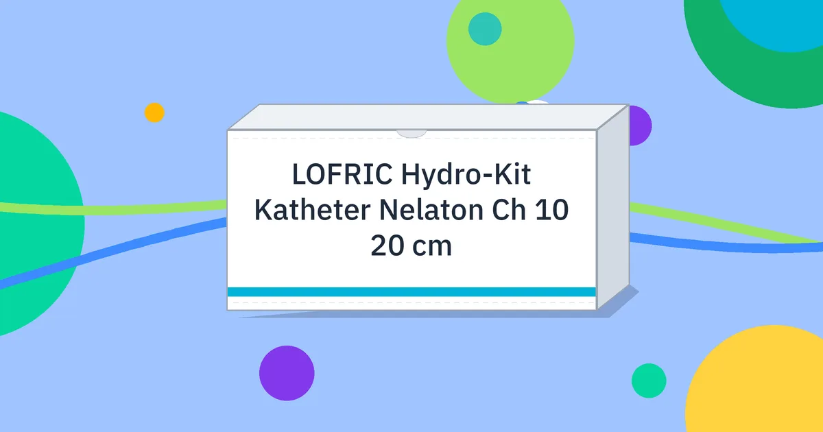 Symbolbild: Packung mit der Aufschrift LOFRIC Hydro-Kit Katheter Nelaton Ch 10 20 cm (PZN 17153624) – Verfügbarkeit und Bezug in Apotheken in Frankfurt am Main