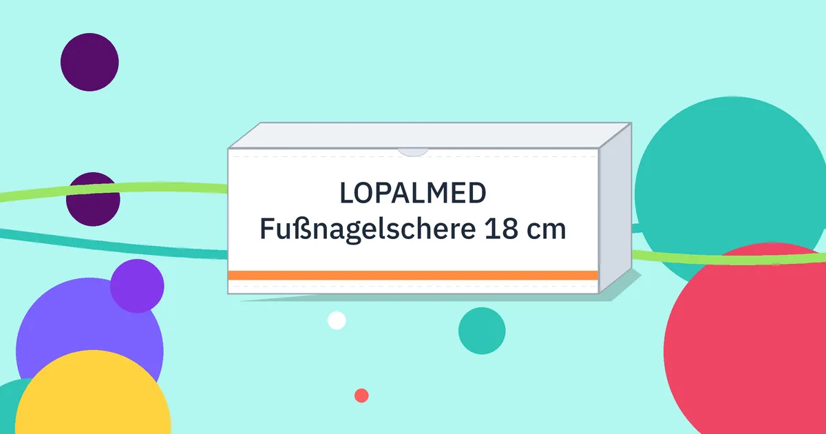 Symbolbild: Packung mit der Aufschrift LOPALMED Fußnagelschere 18 cm (PZN 12895226) – Verfügbarkeit und Bezug in Apotheken in Frankfurt am Main