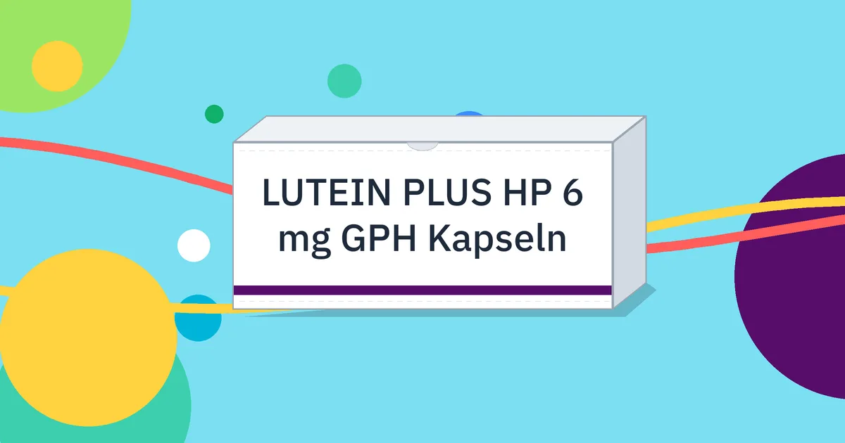 Symbolbild: Packung mit der Aufschrift LUTEIN PLUS HP 6 mg GPH Kapseln (PZN 02454969) – Verfügbarkeit und Bezug in Apotheken in Frankfurt am Main