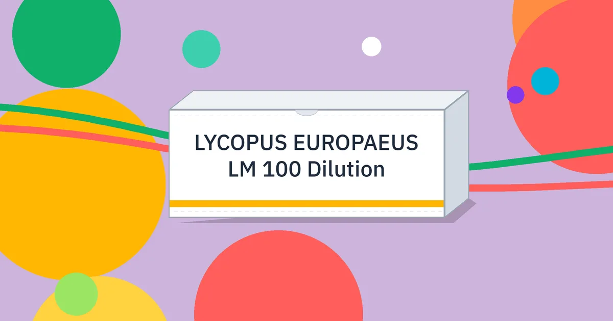 Symbolbild: Packung mit der Aufschrift LYCOPUS EUROPAEUS LM 100 Dilution (PZN 13538310) – Verfügbarkeit und Bezug in Apotheken in Frankfurt am Main