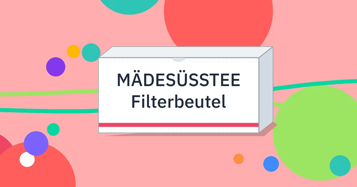 Symbolbild: Packung mit der Aufschrift MÄDESÜSSTEE Filterbeutel (PZN 01245100) – Verfügbarkeit und Bezug in Apotheken in Frankfurt am Main