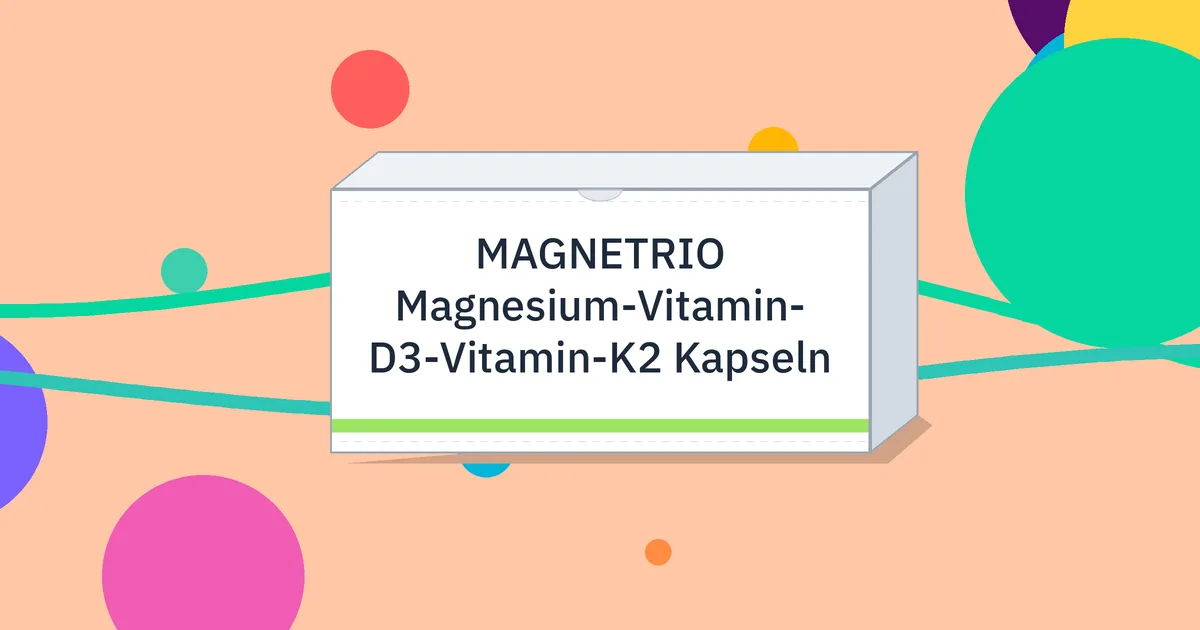 Symbolbild: Packung mit der Aufschrift MAGNETRIO Magnesium-Vitamin-D3-Vitamin-K2 Kapseln (PZN 11714317) – Verfügbarkeit und Bezug in Apotheken in Frankfurt am Main