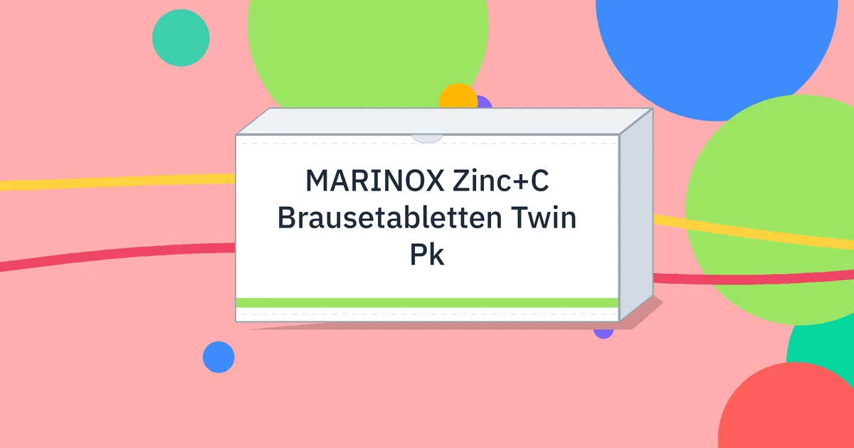 Symbolbild: Packung mit der Aufschrift MARINOX Zinc+C Brausetabletten Twin Pk (PZN 16886388) – Verfügbarkeit und Bezug in Apotheken in Frankfurt am Main