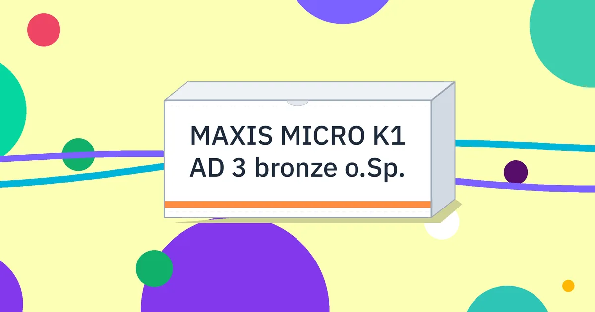 Symbolbild: Packung mit der Aufschrift MAXIS MICRO K1 AD 3 bronze o.Sp. (PZN 17671939) – Verfügbarkeit und Bezug in Apotheken in Frankfurt am Main