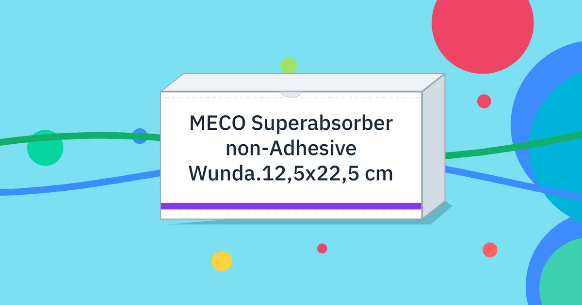Symbolbild: Packung mit der Aufschrift MECO Superabsorber non-Adhesive Wunda.12,5x22,5 cm (PZN 20090873) – Verfügbarkeit und Bezug in Apotheken in Frankfurt am Main