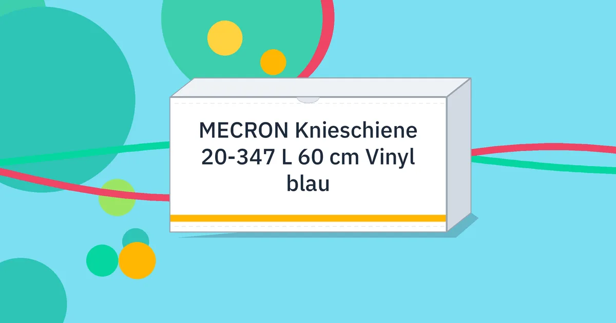 Symbolbild: Packung mit der Aufschrift MECRON Knieschiene 20-347 L 60 cm Vinyl blau (PZN 02910953) – Verfügbarkeit und Bezug in Apotheken in Frankfurt am Main