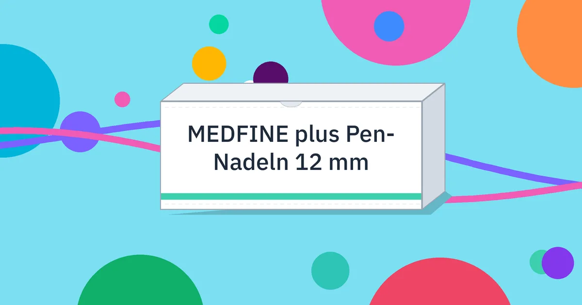 Symbolbild: Packung mit der Aufschrift MEDFINE plus Pen-Nadeln 12 mm (PZN 14414018) – Verfügbarkeit und Bezug in Apotheken in Frankfurt am Main