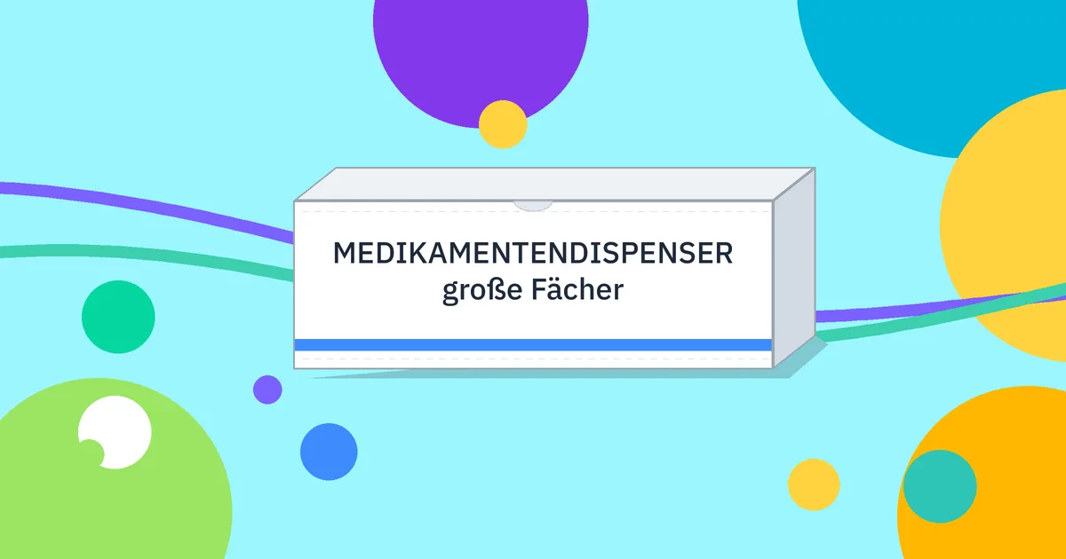 Symbolbild: Packung mit der Aufschrift MEDIKAMENTENDISPENSER große Fächer (PZN 16214921) – Verfügbarkeit und Bezug in Apotheken in Frankfurt am Main