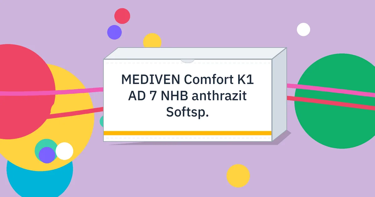 Symbolbild: Packung mit der Aufschrift MEDIVEN Comfort K1 AD 7 NHB anthrazit Softsp. (PZN 14560116) – Verfügbarkeit und Bezug in Apotheken in Frankfurt am Main