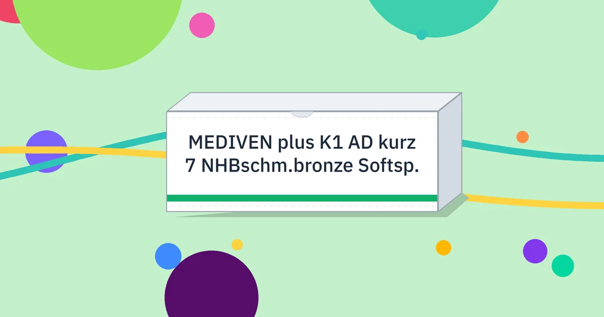 Symbolbild: Packung mit der Aufschrift MEDIVEN plus K1 AD kurz 7 NHBschm.bronze Softsp. (PZN 15899785) – Verfügbarkeit und Bezug in Apotheken in Frankfurt am Main