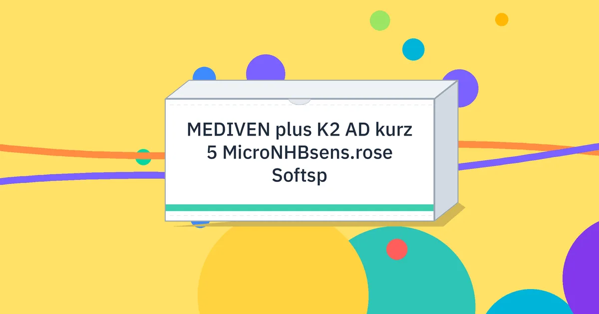 Symbolbild: Packung mit der Aufschrift MEDIVEN plus K2 AD kurz 5 MicroNHBsens.rose Softsp (PZN 15934010) – Verfügbarkeit und Bezug in Apotheken in Frankfurt am Main