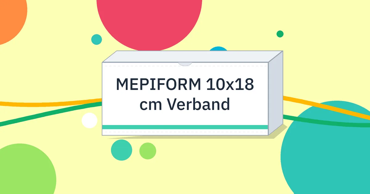 Symbolbild: Packung mit der Aufschrift MEPIFORM 10x18 cm Verband (PZN 10809702) – Verfügbarkeit und Bezug in Apotheken in Frankfurt am Main