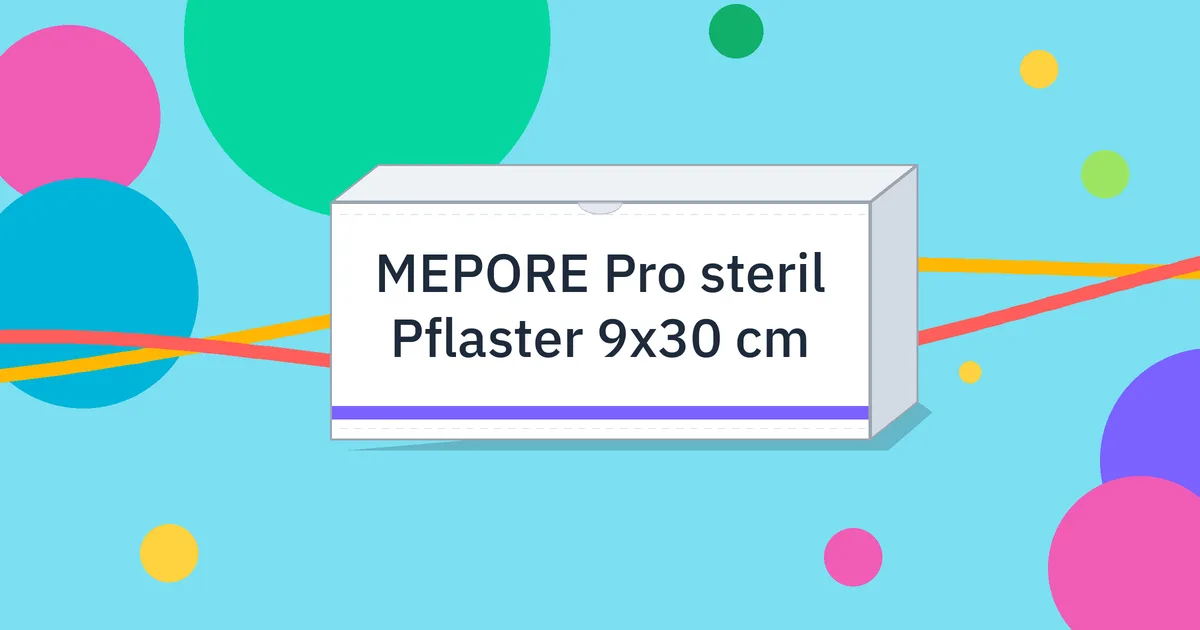 Symbolbild: Packung mit der Aufschrift MEPORE Pro steril Pflaster 9x30 cm (PZN 09314757) – Verfügbarkeit und Bezug in Apotheken in Frankfurt am Main