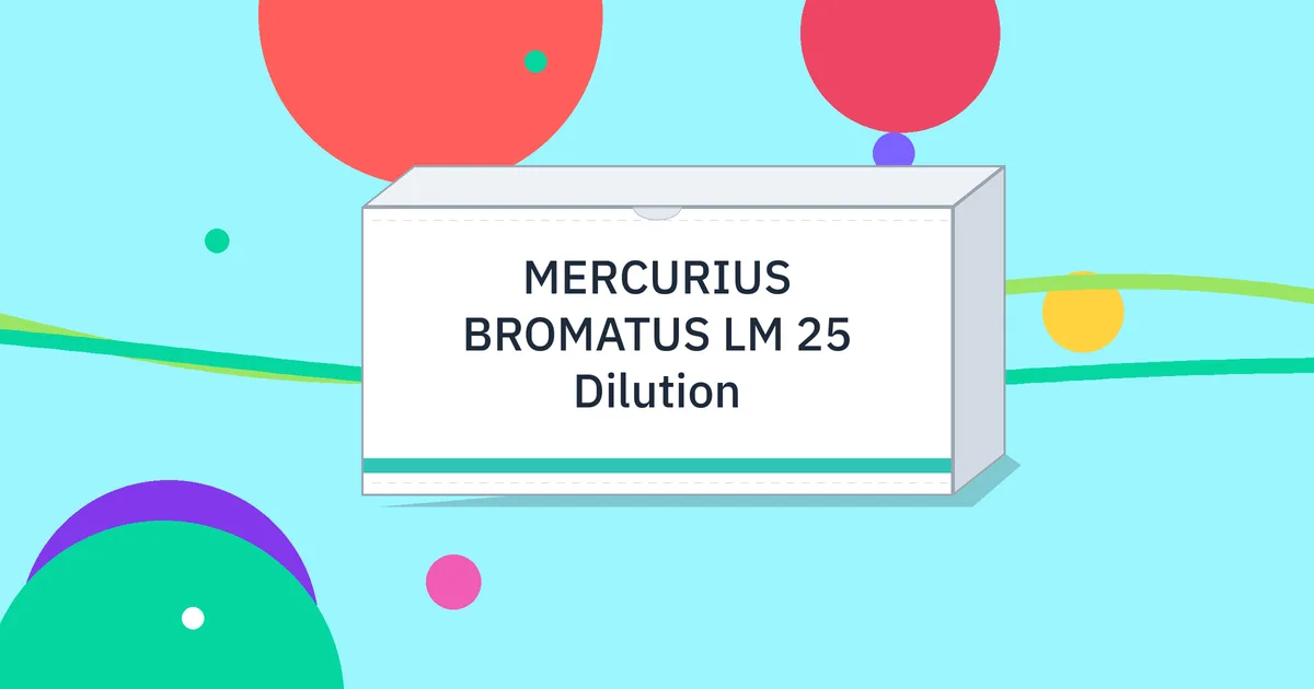 Symbolbild: Packung mit der Aufschrift MERCURIUS BROMATUS LM 25 Dilution (PZN 12949198) – Verfügbarkeit und Bezug in Apotheken in Frankfurt am Main