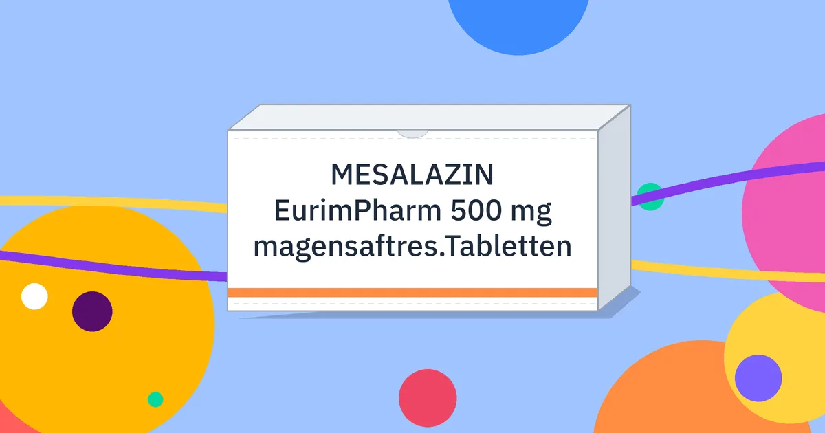 Symbolbild: Packung mit der Aufschrift MESALAZIN EurimPharm 500 mg magensaftres.Tabletten (PZN 11125621) – Verfügbarkeit und Bezug in Apotheken in Frankfurt am Main
