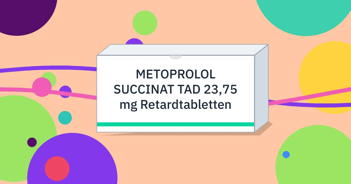 Symbolbild: Packung mit der Aufschrift METOPROLOL SUCCINAT TAD 23,75 mg Retardtabletten (PZN 11562379) – Verfügbarkeit und Bezug in Apotheken in Frankfurt am Main
