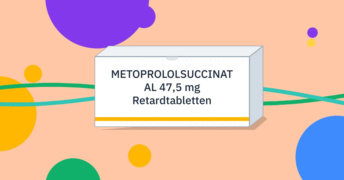 Symbolbild: Packung mit der Aufschrift METOPROLOLSUCCINAT AL 47,5 mg Retardtabletten (PZN 07097008) – Verfügbarkeit und Bezug in Apotheken in Frankfurt am Main